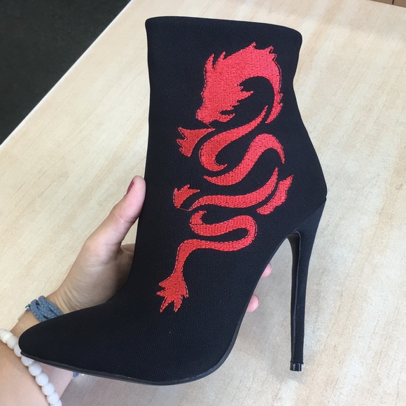 Shoes | Black Dragon Heeled Boot | Poshmark